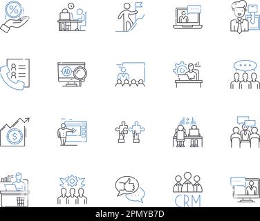 Staff deployment line icons collection. Allocation, Assigning ...