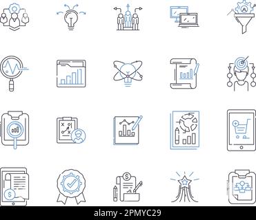 Organization objectives line icons collection. Goals, Targets ...