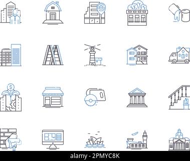 Structural drafting line icons collection. Design, Engineering ...