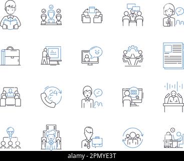 Progress monitoring line icons collection. growth, development ...