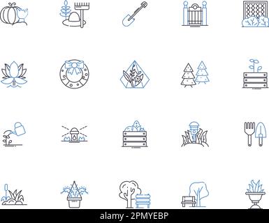 Horticulture outline icons collection. horticulture, gardening ...