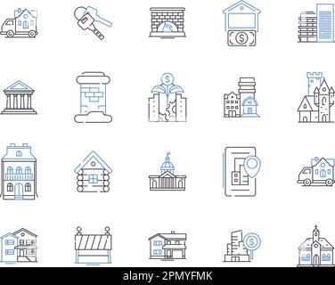 Realty and building outline icons collection. Realty, Building, Estate ...