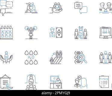 workshops and sessions outline icons collection. workshops, sessions, training, development ...