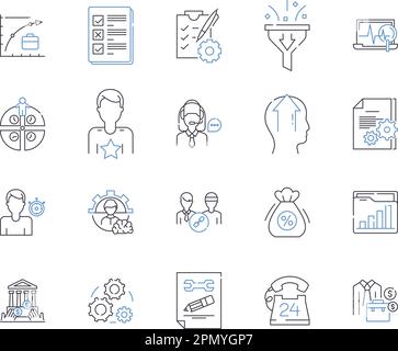 Organizational culture outline icons collection. Organizational ...