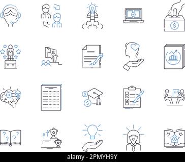 Social entrepreneurship outline icons collection. Social ...