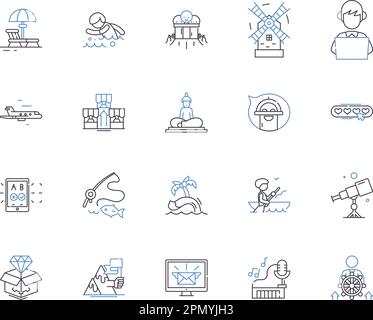 Sustainable travel outline icons collection. Eco-tourism, Responsible ...