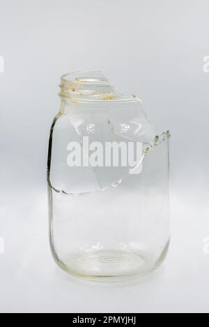 Studio shoot of broken glass jar closeup on white Stock Photo - Alamy
