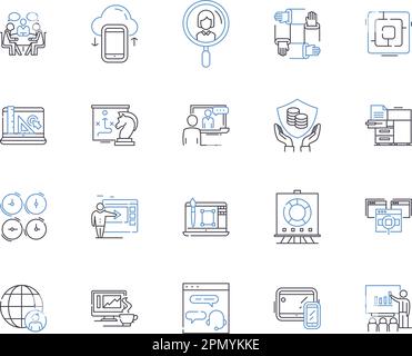 Corporation office outline icons collection. Corporate, Office ...