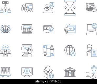 Corporation office space outline icons collection. Corporate, Office ...
