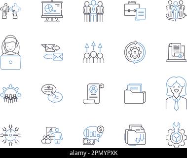 Department teamwork outline icons collection. Teamwork, Department ...