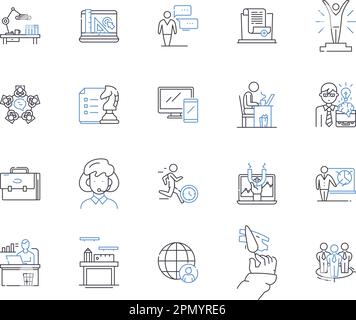 Working meeting outline icons collection. Meeting, Working, Business ...