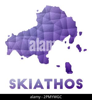 Skiathos map design. Shape of the island with beautiful geometric waves ...