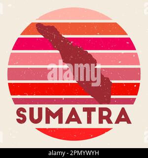 Sumatra round stamp. Round logo with island map and title. Stylish ...