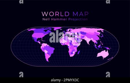 World Map. Hammer projection. Futuristic world illustration for your ...