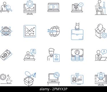 Corporation office space outline icons collection. Corporate, Office ...