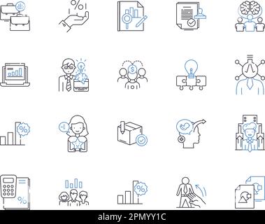 Organizational culture outline icons collection. Organizational ...