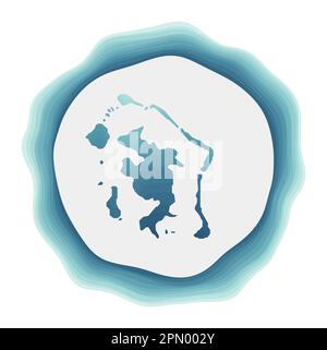 Bora Bora Badge. Round logo of island with triangular mesh map and ...