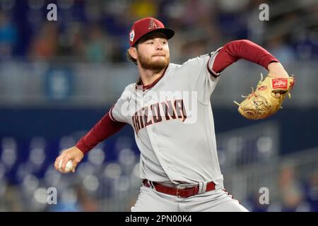 Arizona Diamondbacks starting pitcher Ryne Nelson works against the Colorado Rockies in the ...