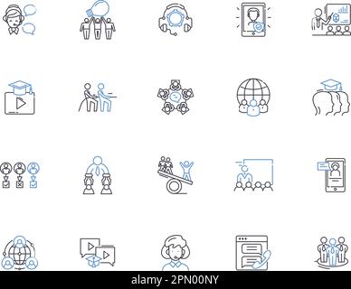 Community outline icons collection. Commune, Society, Gathering ...