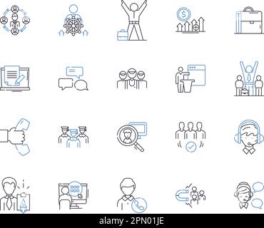 Staff deployment line icons collection. Allocation, Assigning ...