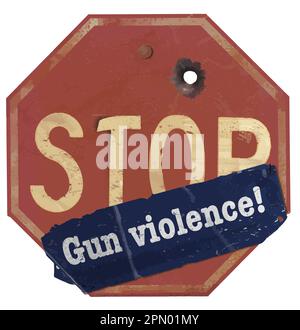 A stop sign with the message STOP GUN VIOLENCE illustration Stock ...