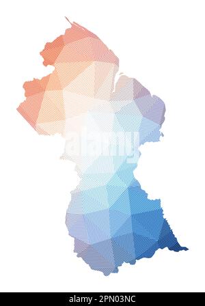 Low poly map of Guyana. Geometric illustration of the country. Guyana polygonal map. Technology ...