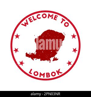 Lombok vintage map. Grunge map of the island with distressed texture ...
