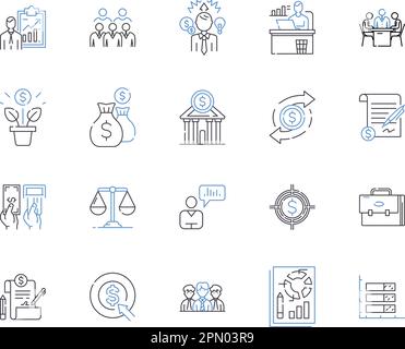 Accounting and documents line icons collection. Synergy, Teamwork ...