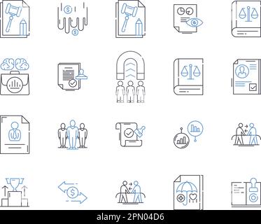 International law outline icons collection. International, law ...