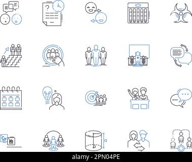 Educational process outline icons collection. Learning, Teaching, Assessing, Training, Studying ...