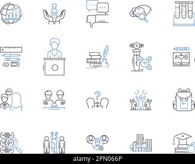 Educational process outline icons collection. Learning, Teaching, Assessing, Training, Studying ...