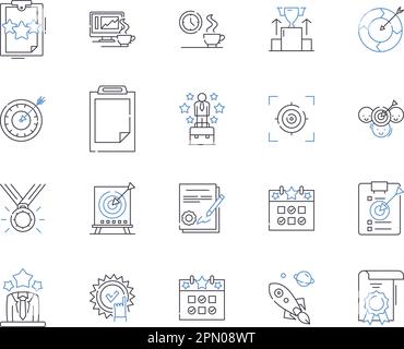 Collaborative management outline icons collection. Cooperation ...