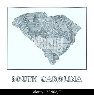 Sketch South Carolina (United States of America) letter text map, South ...