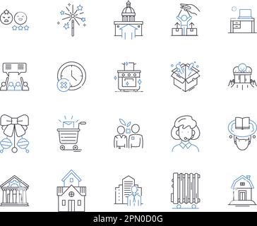 Community centers outline icons collection. Community, Centers ...