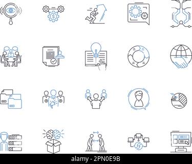 Cooperation outline icons collection. Collaboration, Joint-effort ...