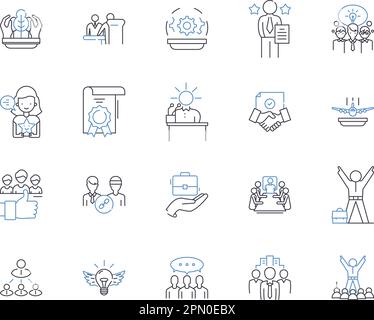 Management appraisal line icons collection. Evaluation, Assessment, Feedback, Recognition ...