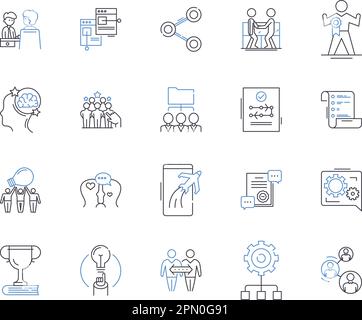 Corporate leaders line icons collection. Visionary, Strategist ...