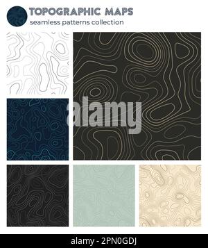 Topographic maps. Amazing isoline patterns, seamless design ...