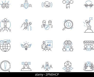 Corporation advance line icons collection. Partnership, Synergy ...