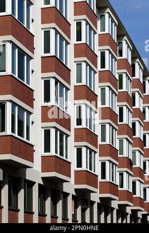 row of many bay windows of rental houses in the city center of cologne ...