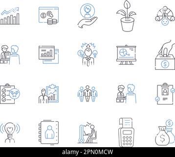 Business decisions outline icons collection. Strategy, Planning ...
