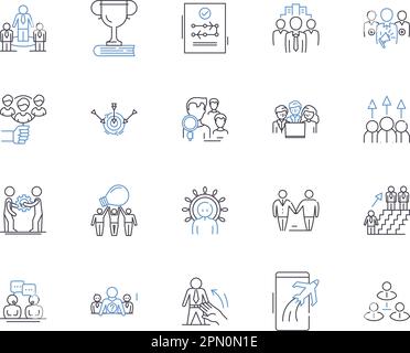 Recognition and rewards line icons collection. Appreciation ...