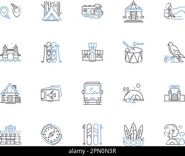 Tour operator outline icons collection. Tour, Operator, Travel, Agency ...