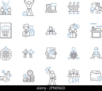 Progress monitoring line icons collection. growth, development ...