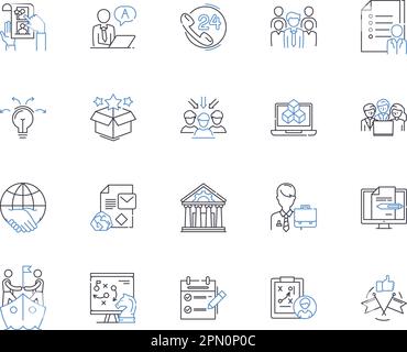 Social entrepreneurship outline icons collection. Social ...
