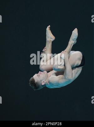 Moritz Wesemann of Germany competes during the men's 1m springboard ...