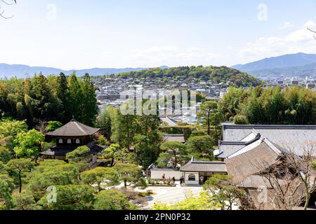 Kyoto Japan April 2023 View across Ginkaku-ji temple in Sakyo ward and ...