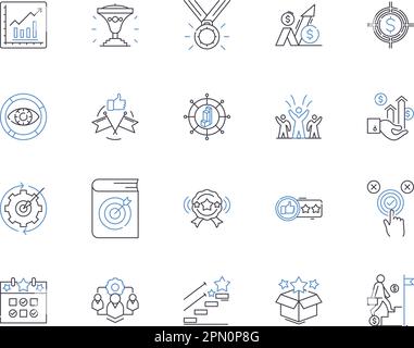 Business goals outline icons collection. strategy, finance ...