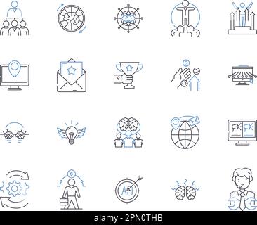 Corporation progress outline icons collection. Growth, Expansion, Progress, Development ...