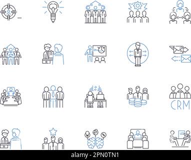 Management session outline icons collection. Manage, Workflow, Process ...